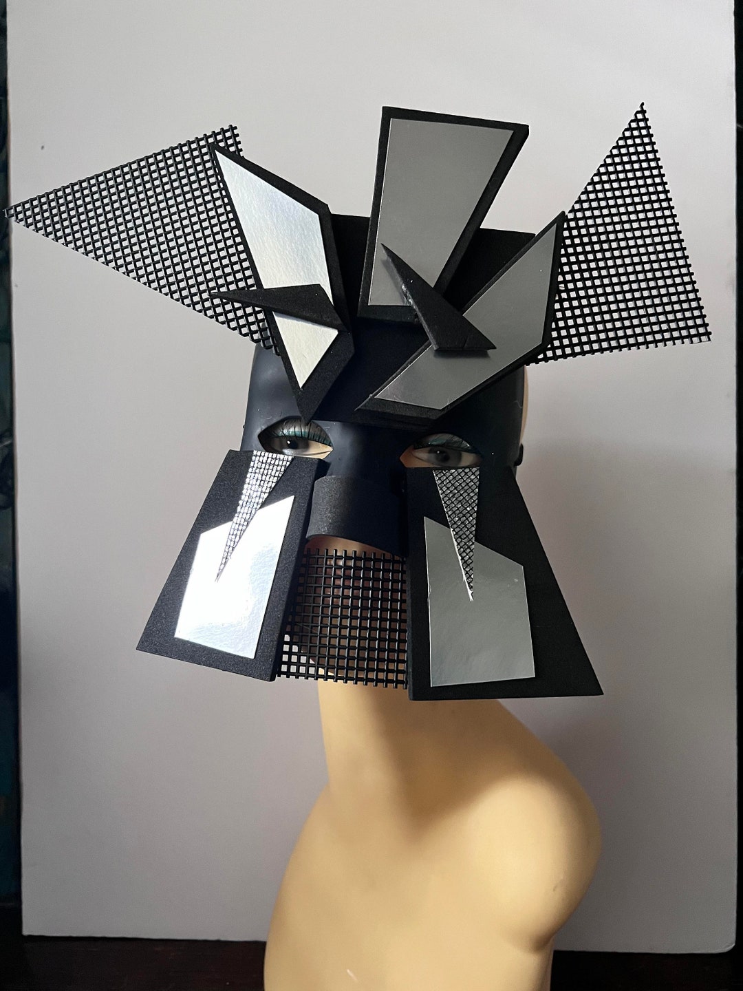 Warp Mode Meta-face Chrome Futuristic Droid Headgear Silver Robot ...