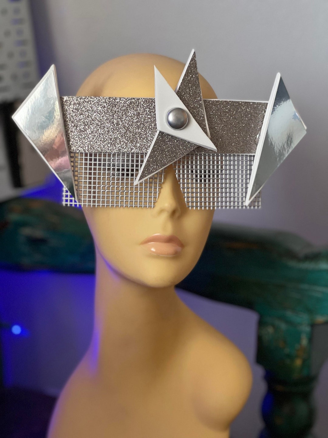 Crystal Moon Headpiece Goggles Cyborg Headgear Futuristic Mask Costume ...