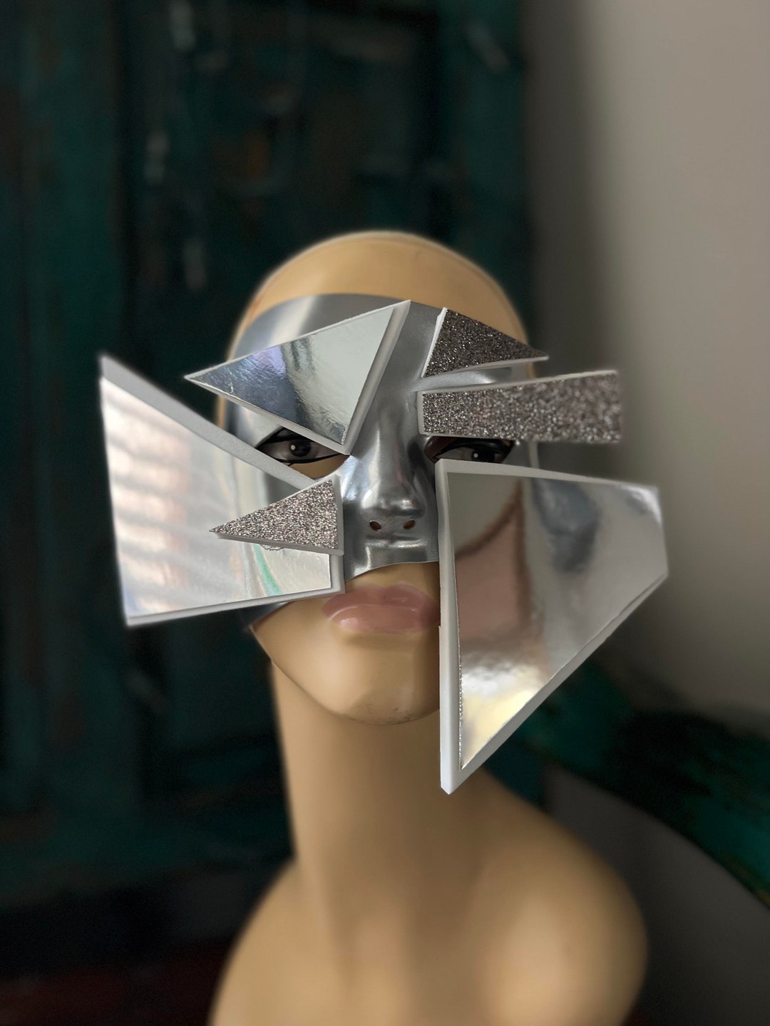 Chi Meta-face Chrome Futuristic Droid Headgear Silver Robot - Etsy