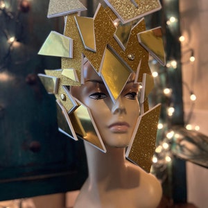 Gilded Gold Metallic Headgear Sci-fi Futuristic Headdress Costume ...