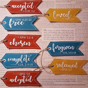 Bible Verses Tags - Positive Affirmations - Set of 8 Embroidered Tags ...