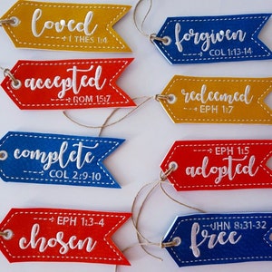 Bible Verses Tags - Positive Affirmations - Set of 8 Embroidered Tags ...