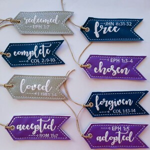 Bible Verses Tags - Positive Affirmations - Set of 8 Embroidered Tags ...