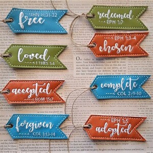 Bible Verses Tags - Positive Affirmations - Set of 8 Embroidered Tags ...