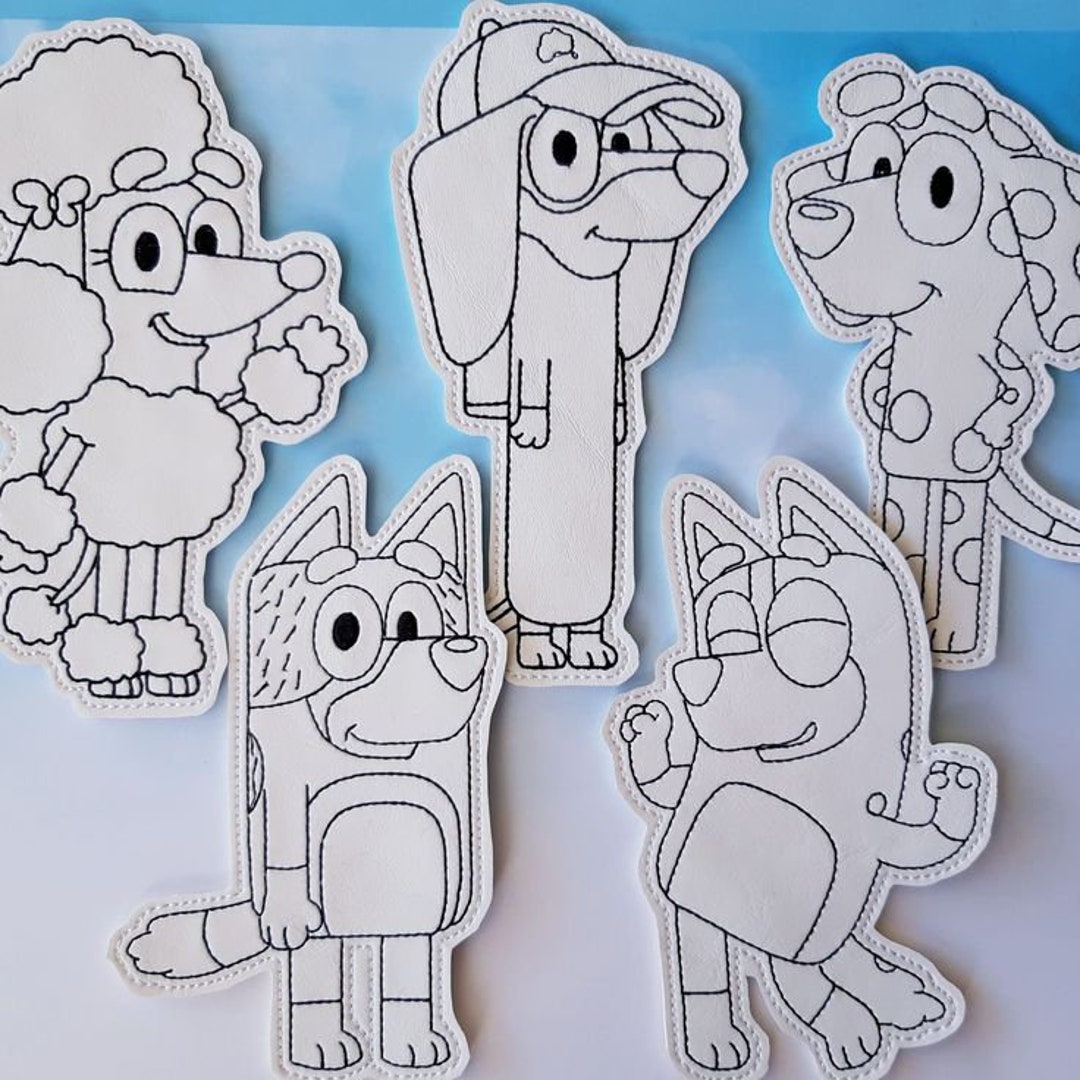 Coloring Set - Blue Aussie Dog Family and Friends - Embroidered Vinyl ...