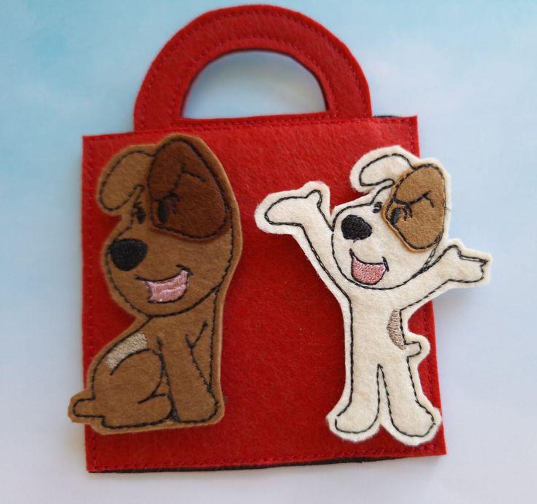 Two Brown Dogs Finger Puppet Set With Tote Pocket - Etsy