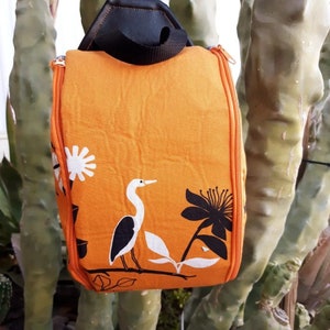 Sling Style Backpack - Orange Canvas - Birds - Etsy