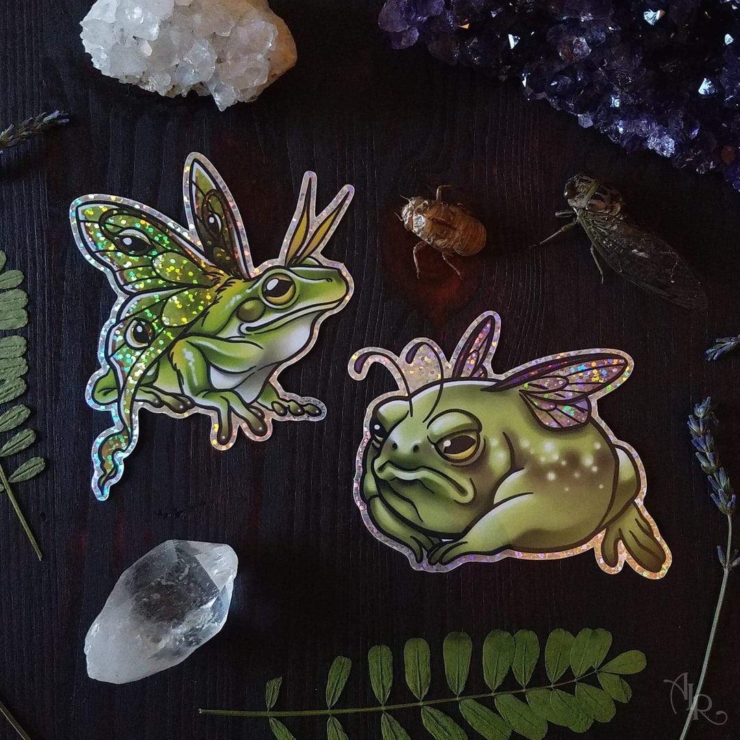 Glittery Fairy Frog Sticker Pack Weatherproof Durable High - Etsy