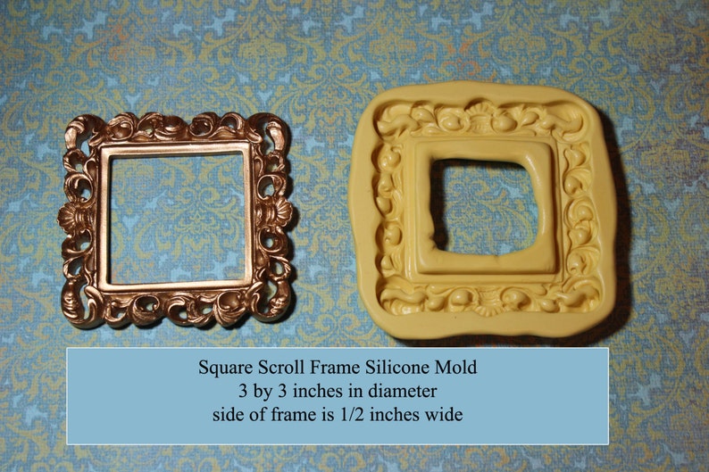 Large Square Scroll Frame Silicone Mold B 3 by 3 inches | Etsy