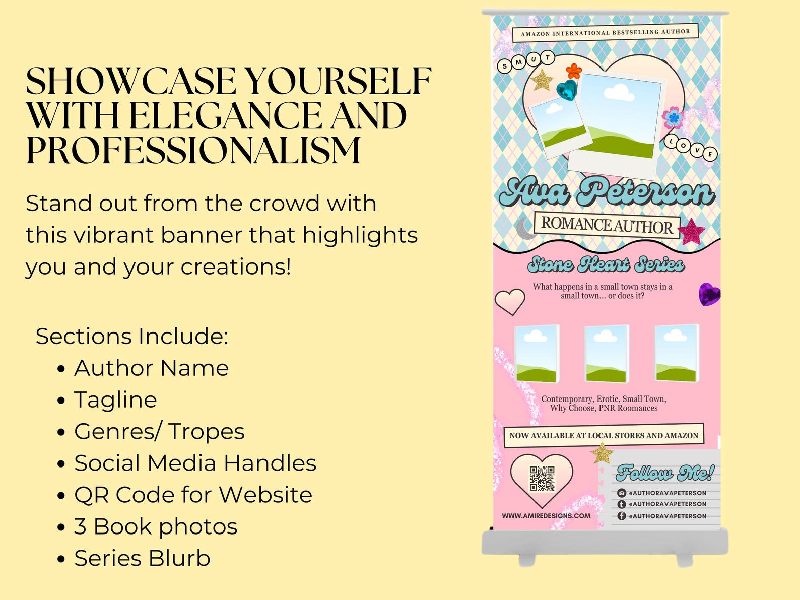 Romance Author Retractable Banner Template | Ebook Banner | Stand-up ...