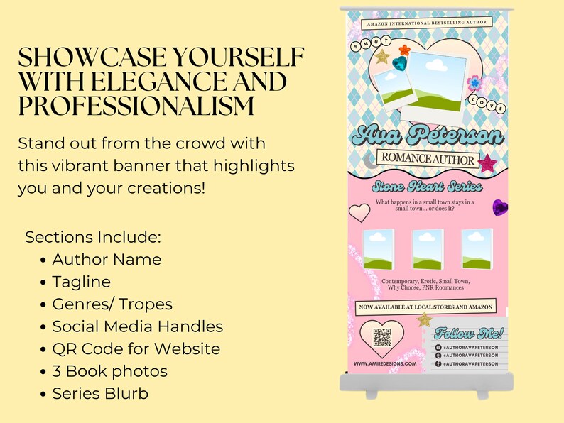 Romance Author Retractable Banner Template: Book Signing Event (canva ...