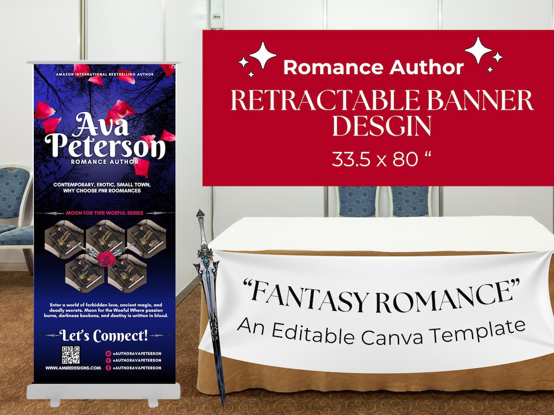 Fantasy Romance Author Retractable Banner Template (33.5x80") - Etsy