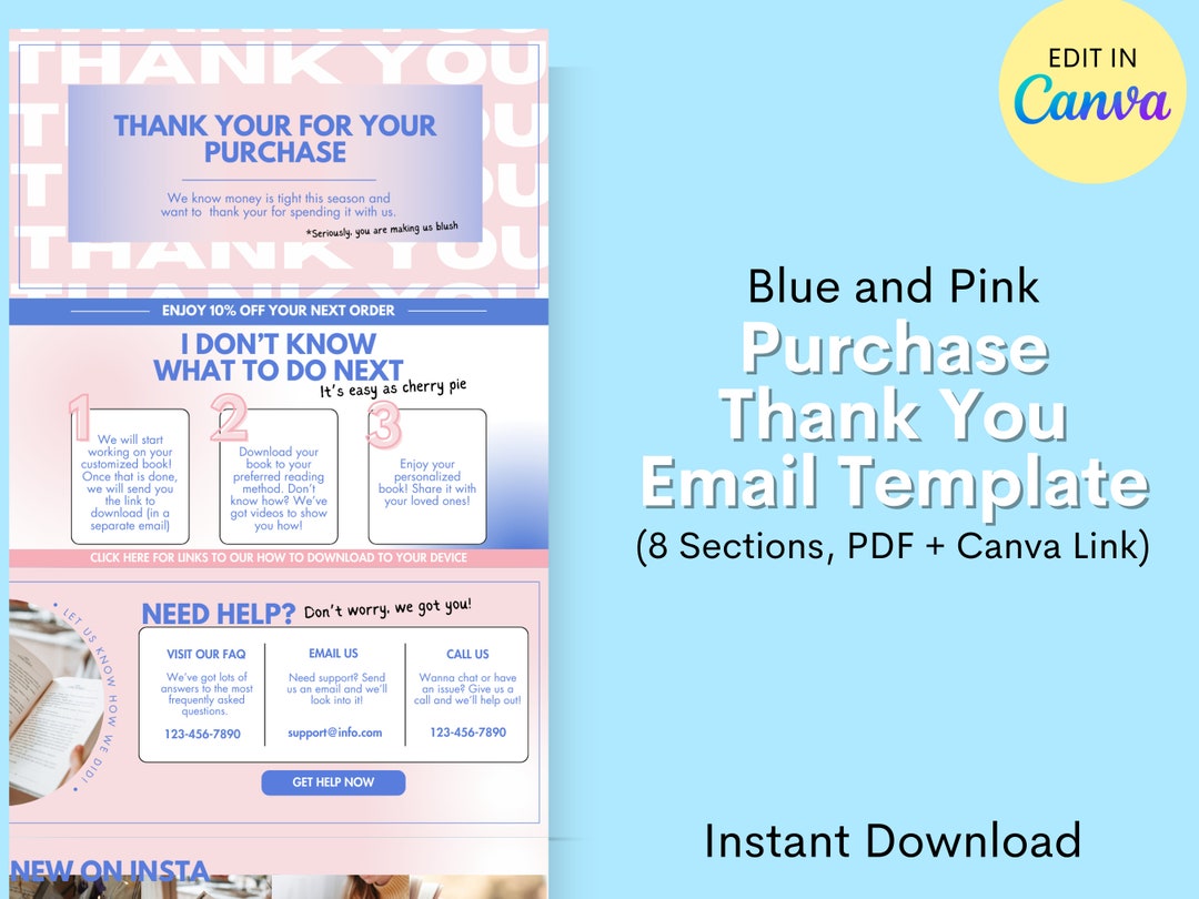 Editable thank You Purchase Email Template, Easily Change With Canva ...