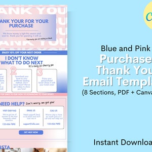 Editable thank You Purchase Email Template, Easily Change With Canva ...