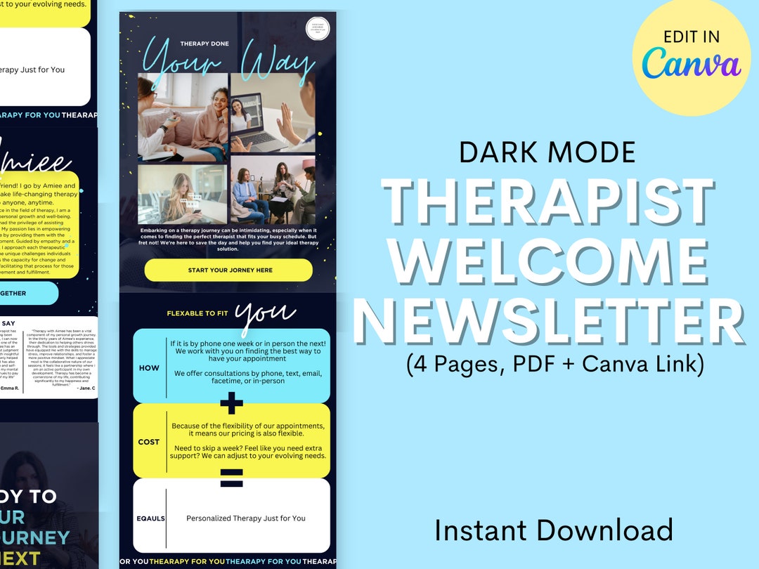 Editable Therapist Welcome Email Template That is Editable With a Canva ...