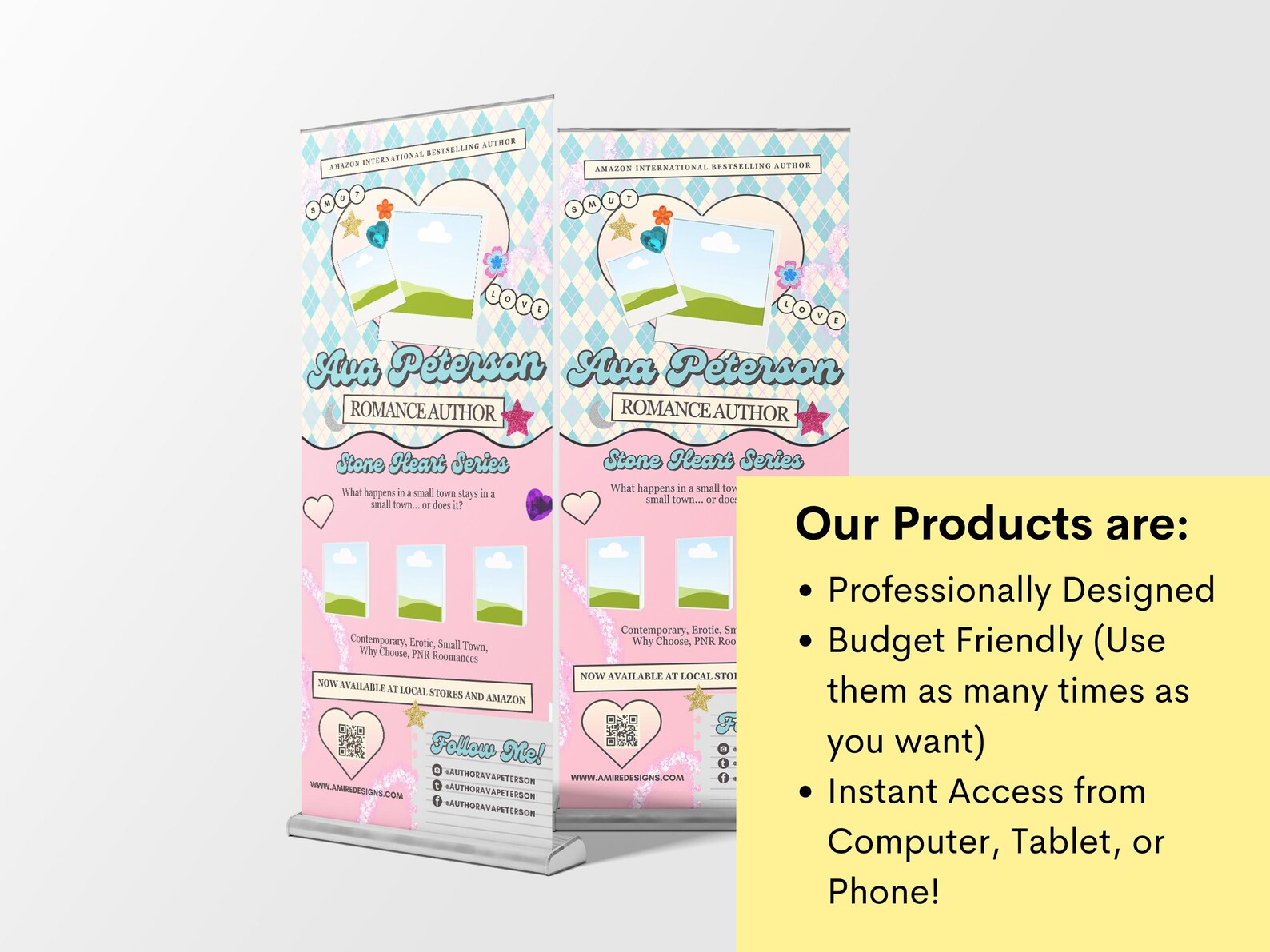 Romance Author Retractable Banner Template: Book Signing Event (canva ...