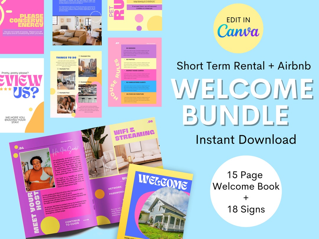 Unique Editable Airbnb Host Welcome Book Canva Template, Printable Air ...