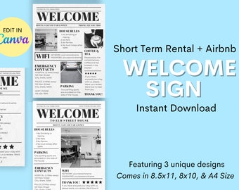 Editable Airbnb Welcome Guide Signage, Digital Template, Printable ...