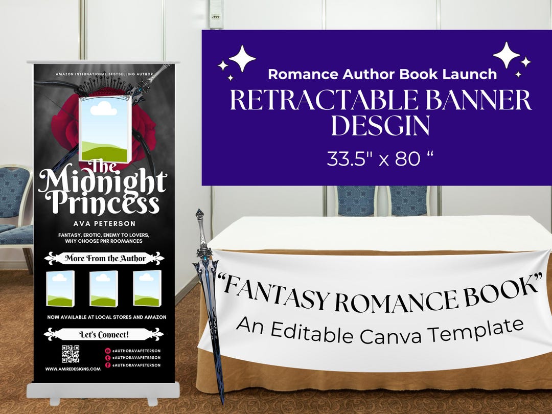 Fantasy Romance Book Retractable Banner Template (canva, 33.5x80") - Etsy