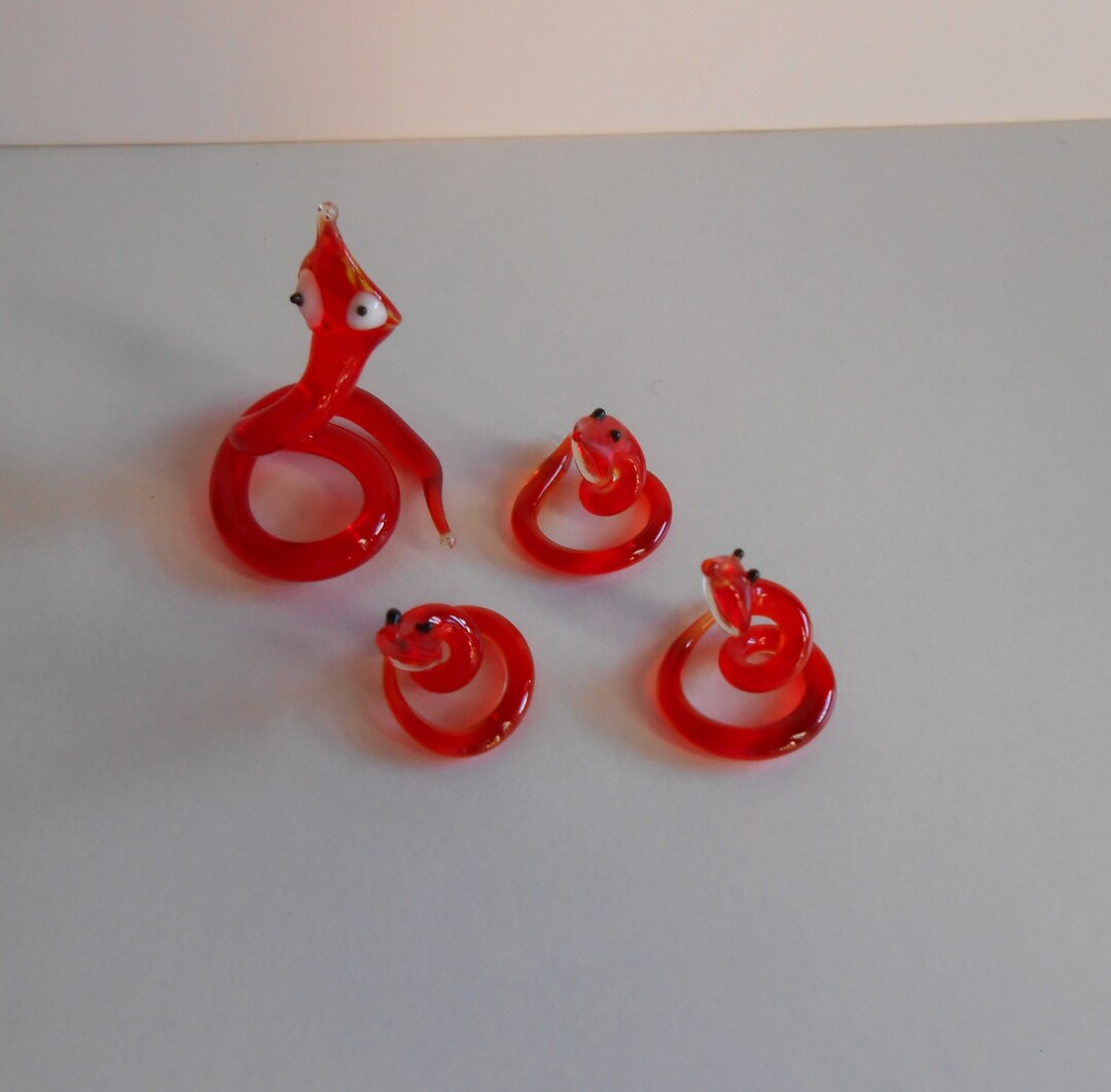 Snake Family Vintage Murano Glass Figurine, Miniature Glass Snakes ...
