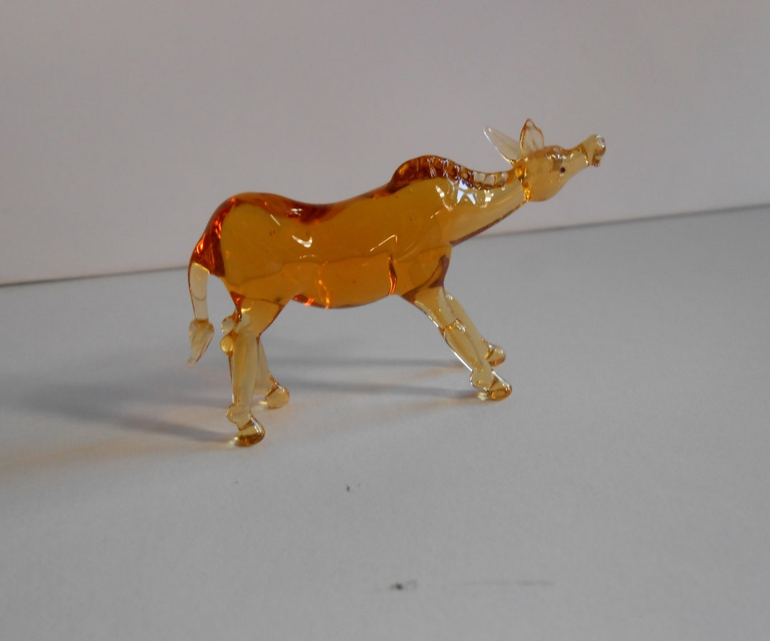 Glass Donkey Figurine, 70's Miniature Glass Donkey Figurine Lamp-work ...