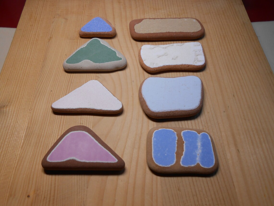 Genuine Sea Pottery 8 Rectangular and Triangular Pieces of - Etsy