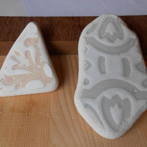 Genuine Surf Tumbled Beach Pottery Sea Pottery, 2 Vintage Pieces Large ...