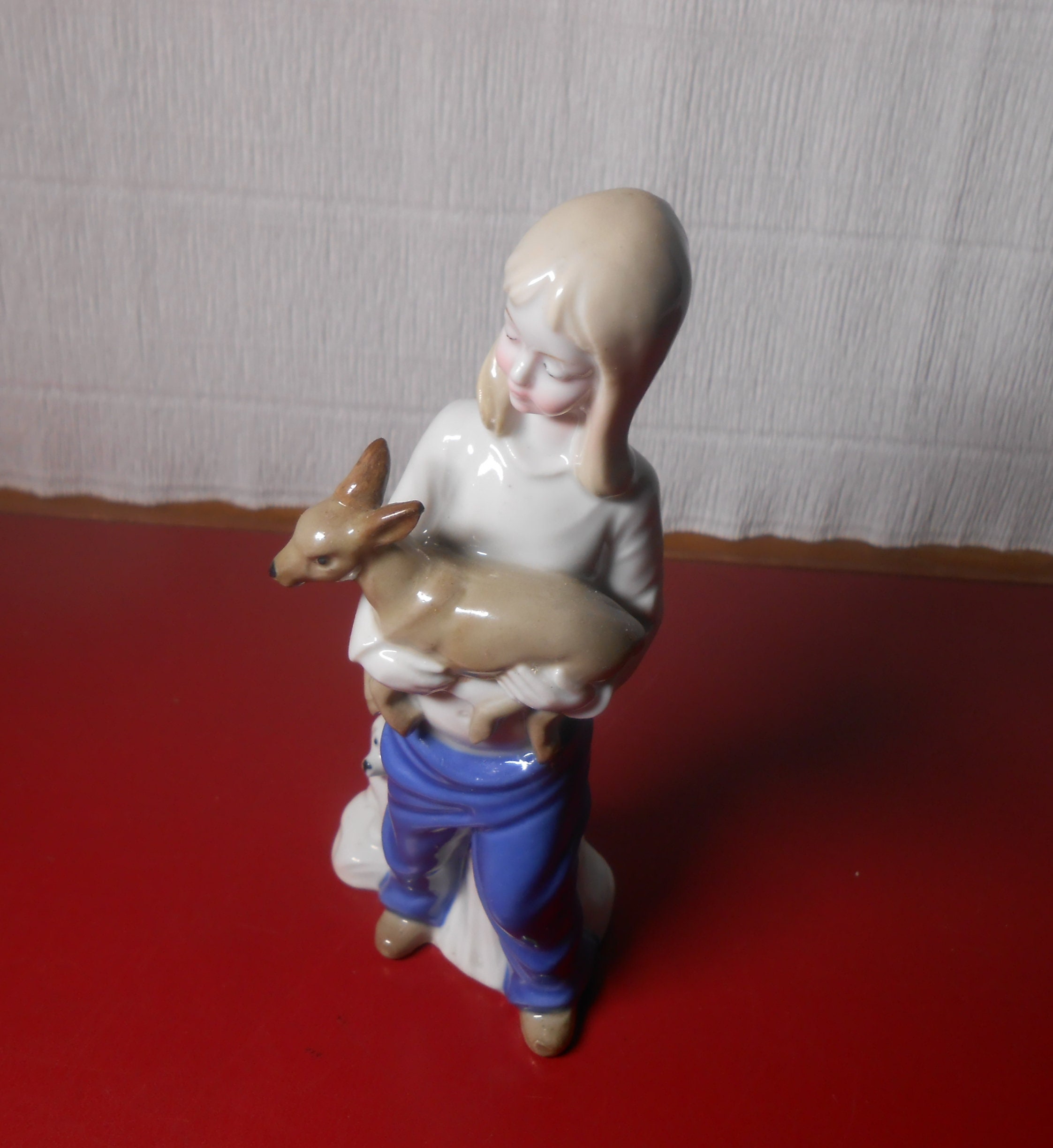 Vintage figurine Wagner & Apel GDR girl with fawn glazed | Etsy