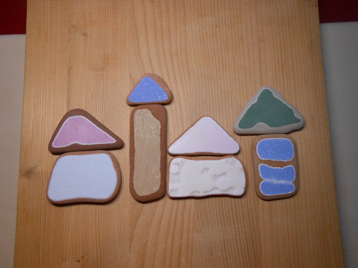 Genuine Sea Pottery 8 Rectangular and Triangular Pieces of - Etsy