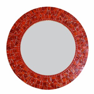 Red Mosaic Mirror, Round Mirror, Wall Mirror, Red Home Decor - Etsy
