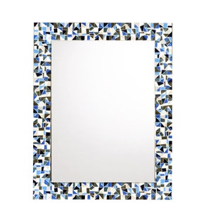 Bathroom Mirror, Mosaic Mirror, Large Wall Mirror, Blue Gray White - Etsy
