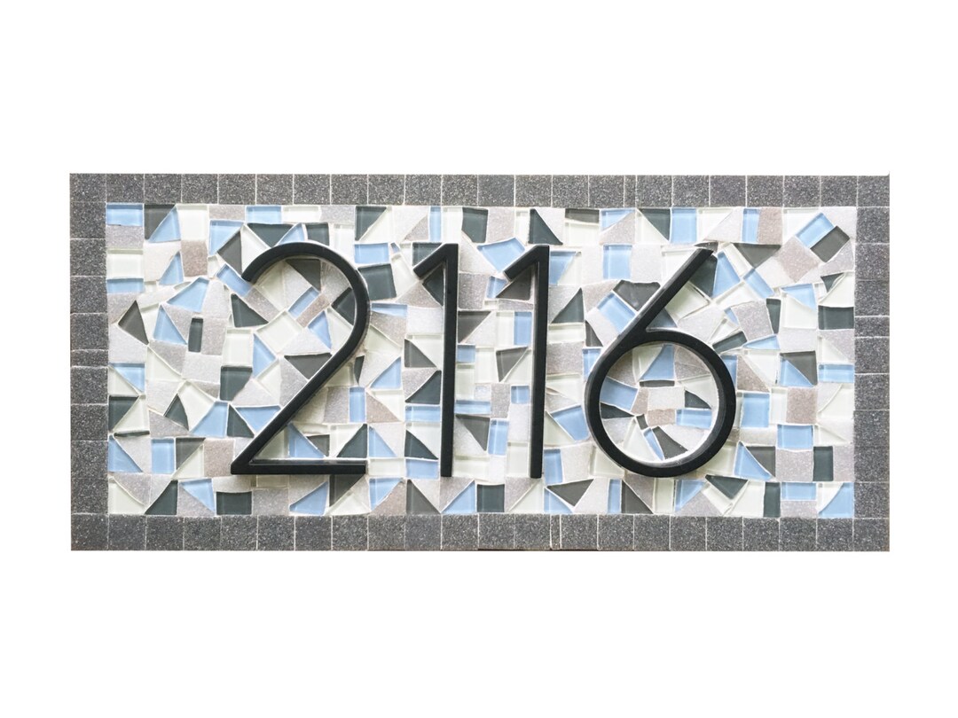 Mosaic Address Sign, Beach House Grays and Blues - Etsy