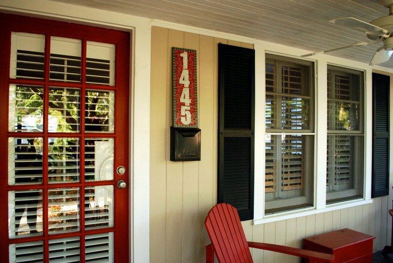 Red Address Sign / Mosaic Address Plaque / House Number Sign / | Etsy