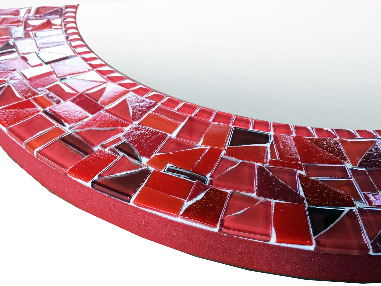 Red Mosaic Mirror, Round Mirror, Wall Mirror, Red Home Decor - Etsy