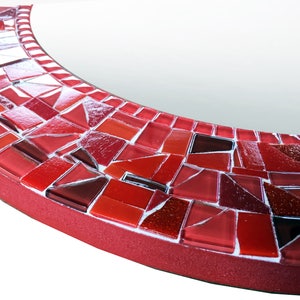 Red Mosaic Mirror, Round Mirror, Wall Mirror, Red Home Decor - Etsy