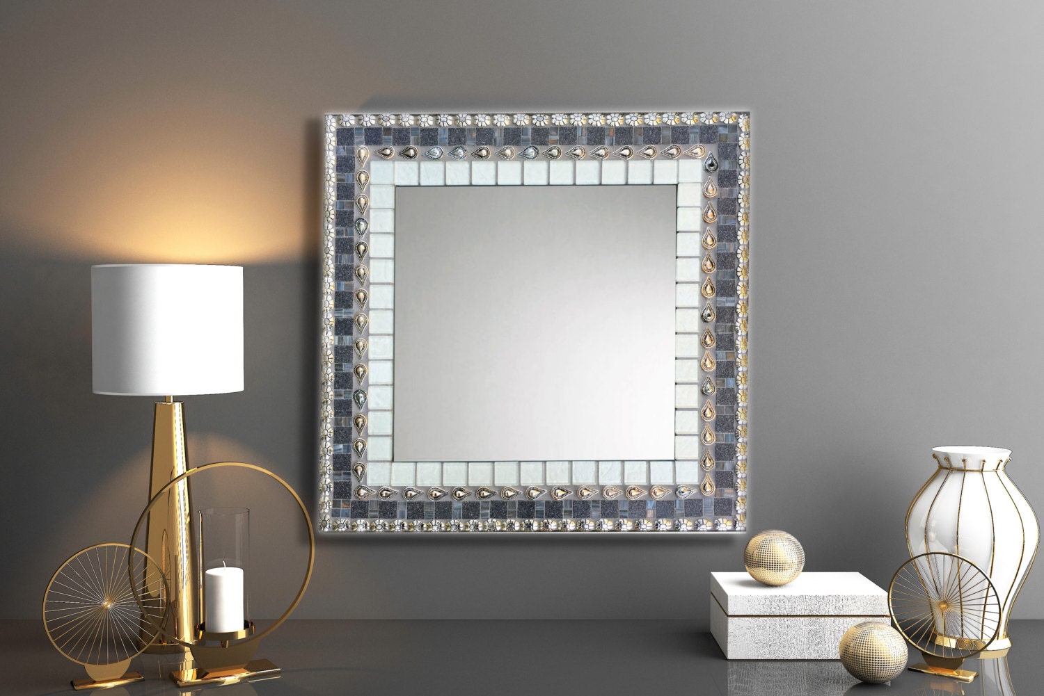 Silver and Gray Mirror Decorative Mirror Wall Mirror - Etsy