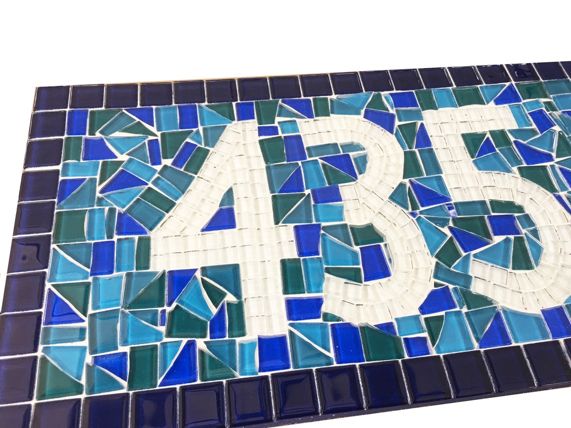 Outdoor Mosaic Address Sign Blue Address Plaque House Marker - Etsy