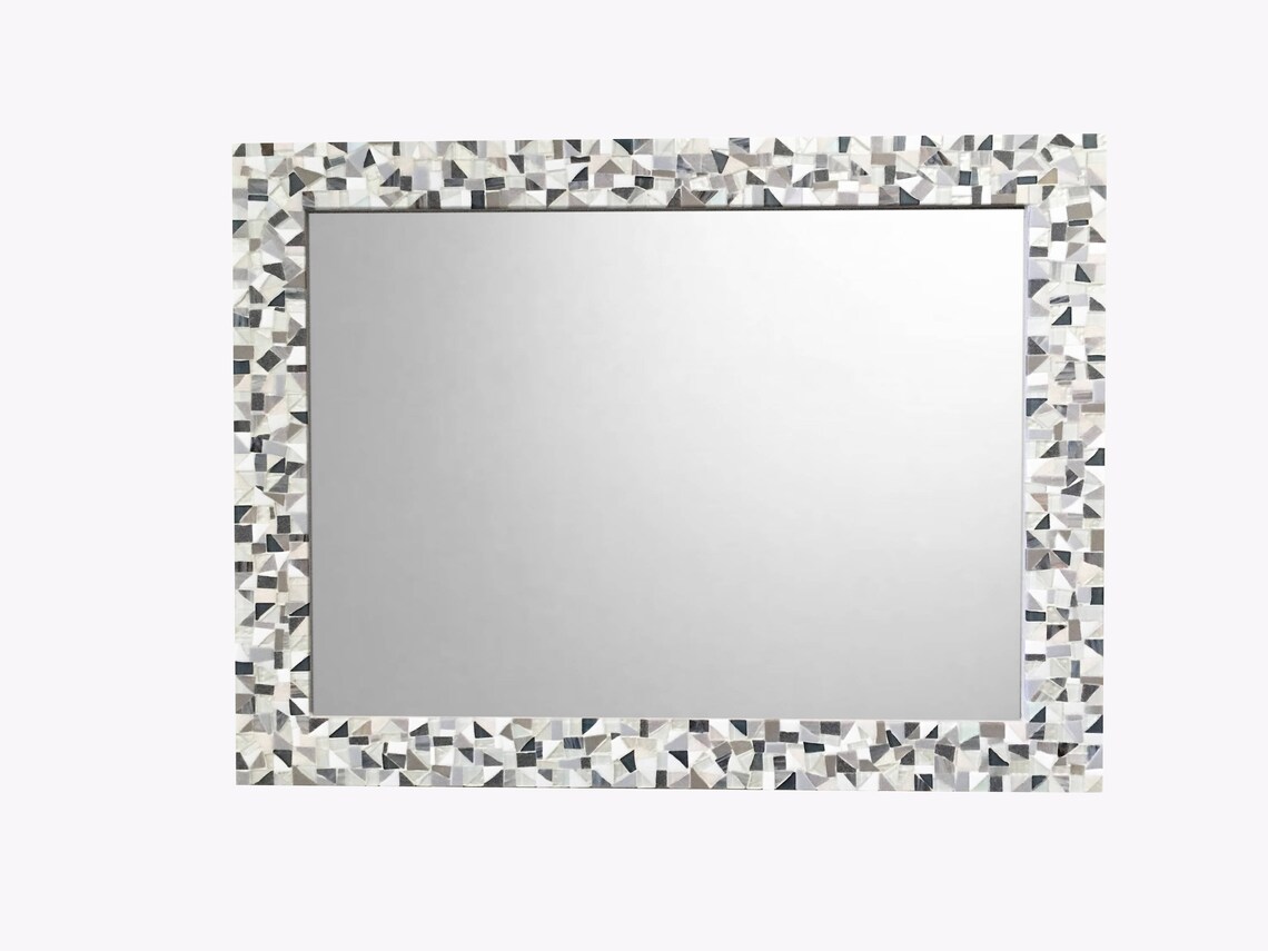 Large Wall Mirror Silver Gray White - Etsy