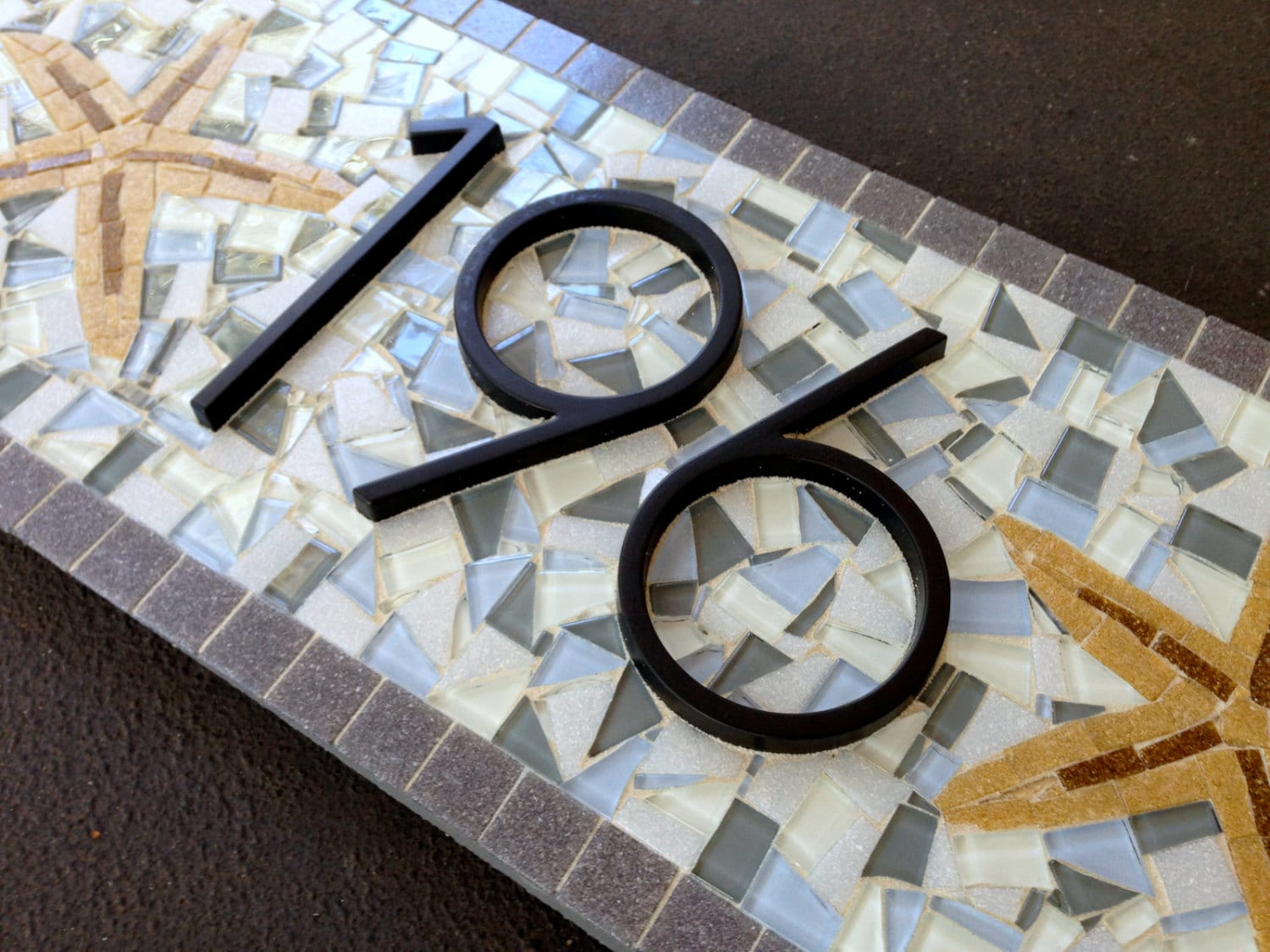 Mosaic Address Sign With Starfish | Etsy