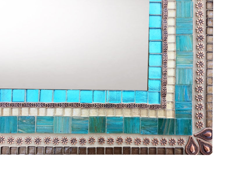 Bathroom Mirror Rectangular Mirror Mosaic Wall Mirror Aqua - Etsy