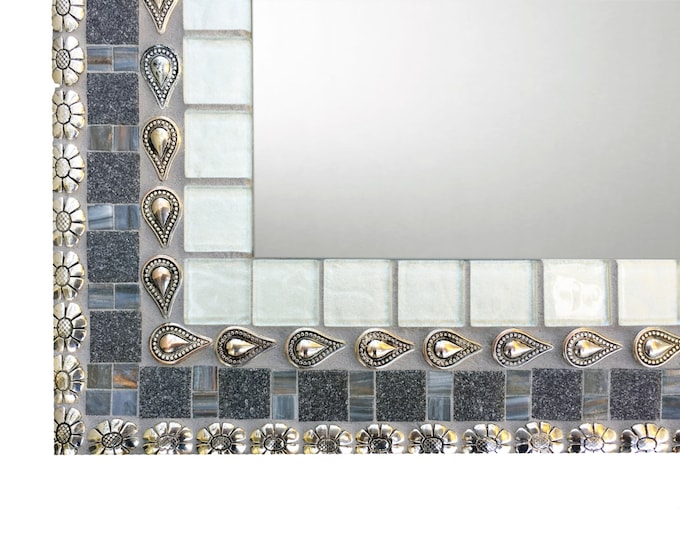 Silver and Gray Mirror, Decorative Mirror, Wall Mirror - Etsy