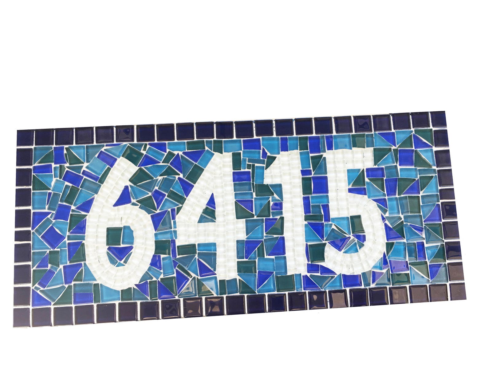 Outdoor Mosaic Address Sign Blue Address Plaque House Marker - Etsy