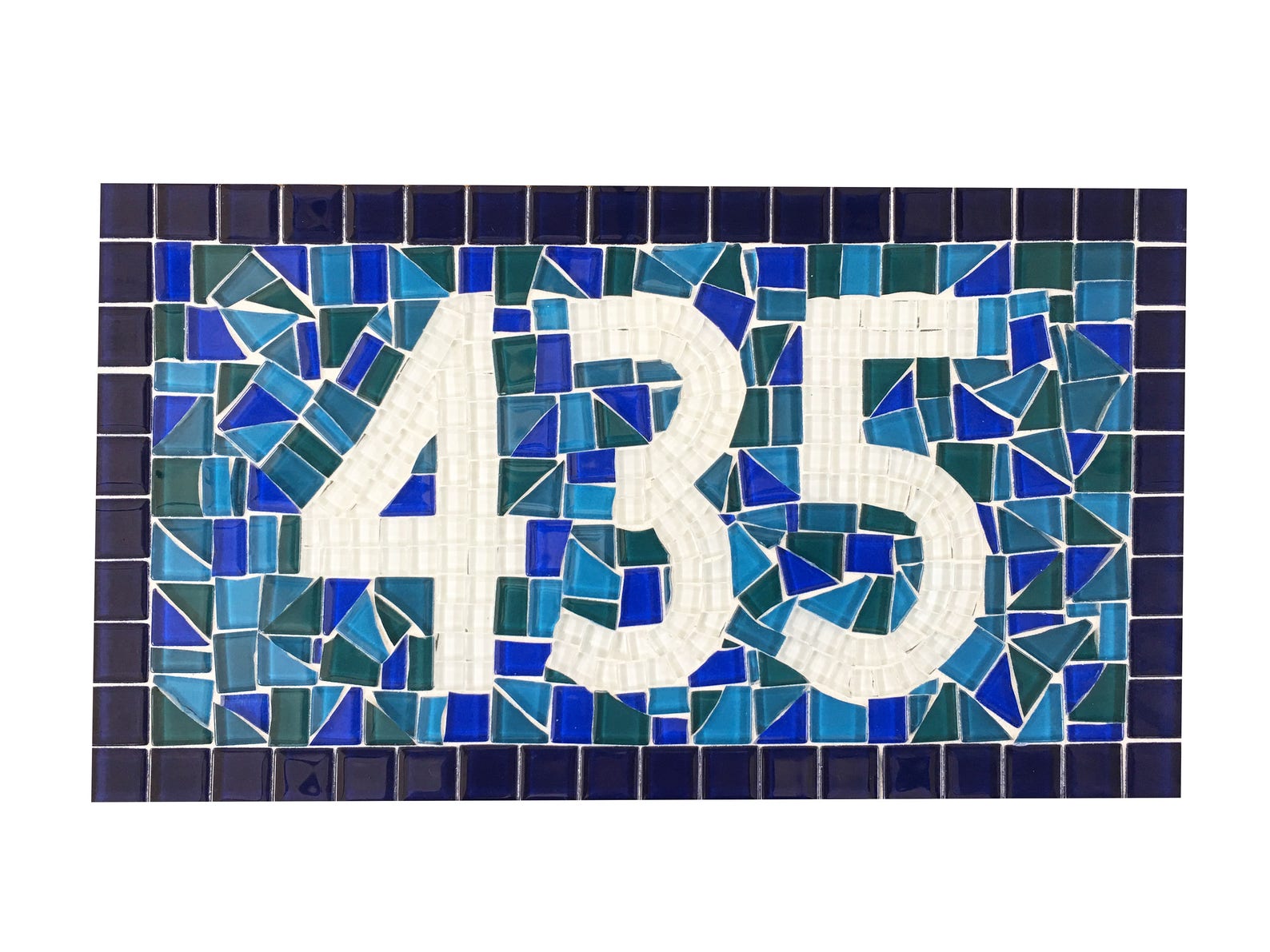 Outdoor Mosaic Address Sign Blue Address Plaque House Marker - Etsy
