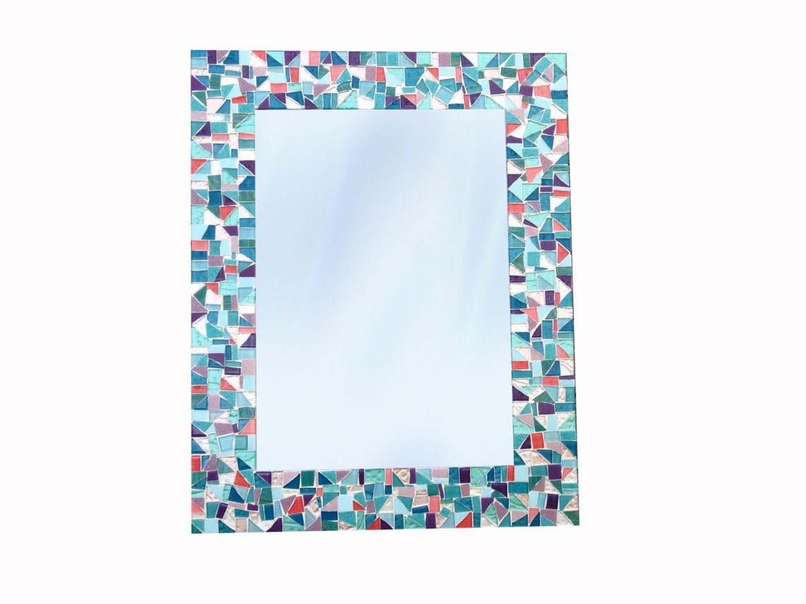 Colorful Wall Mirror / Mosaic Mirror in Pink Purple Teal - Etsy