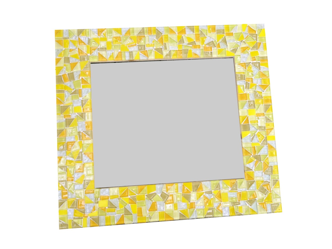 Yellow Wall Mirror / Large Mosaic Mirror / Bathroom Mirror / - Etsy