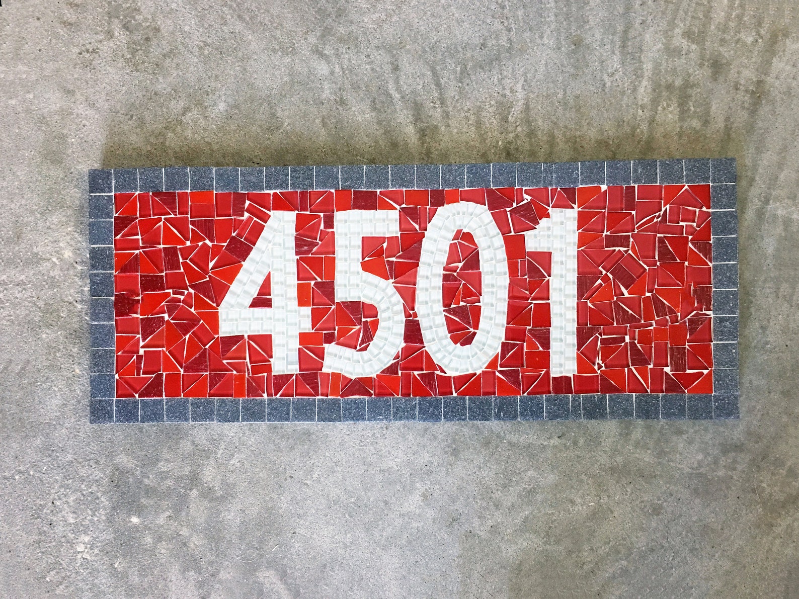 Red Address Sign / Mosaic Address Plaque / House Number Sign / - Etsy