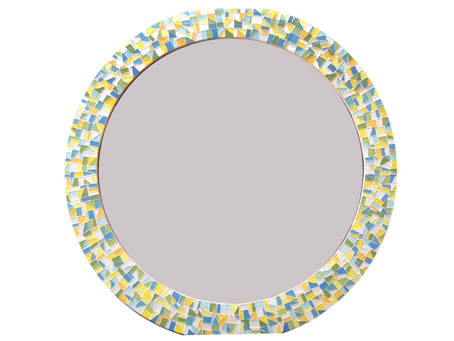 Round Mosaic Mirror Yellow Blue Green Wall Mirror Mirror for | Etsy