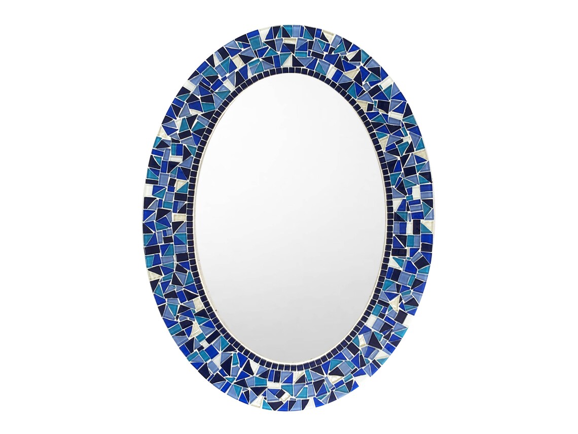 Blue Wall Mirror, Oval Mosaic Mirror - Etsy