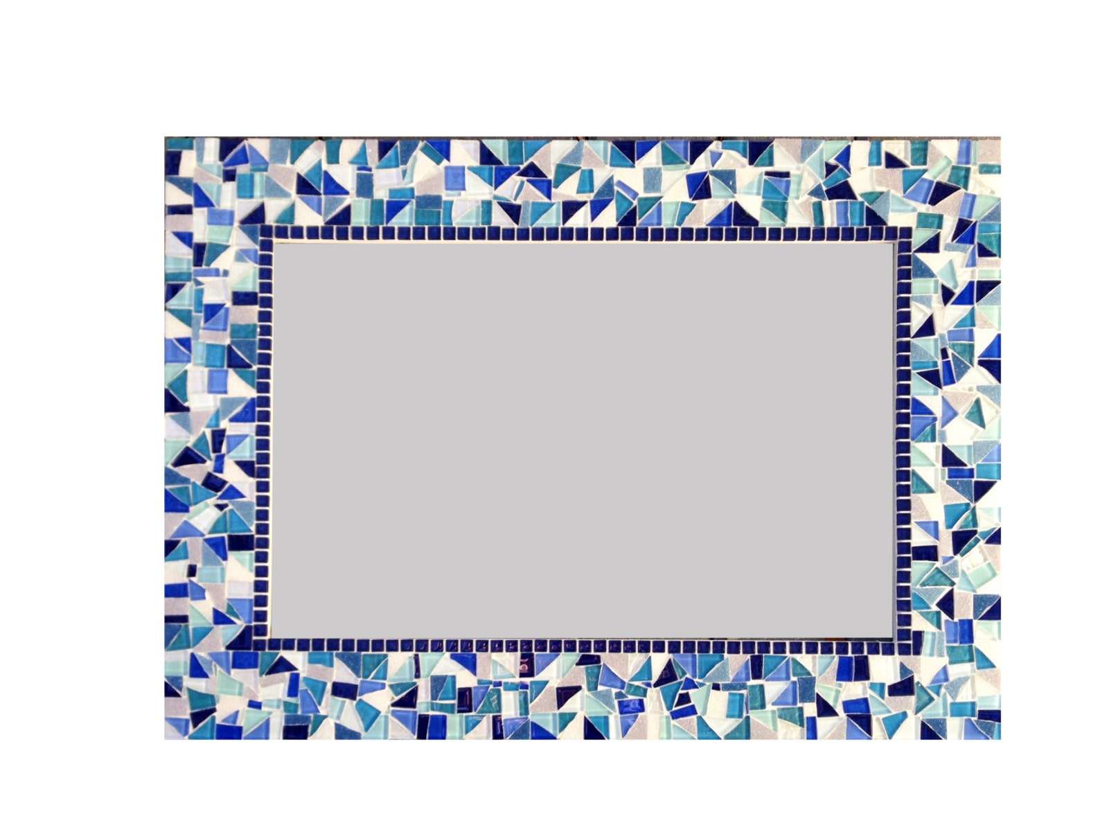 Large Wall Mirror in Blue, Gray, and Aqua Glass - Etsy