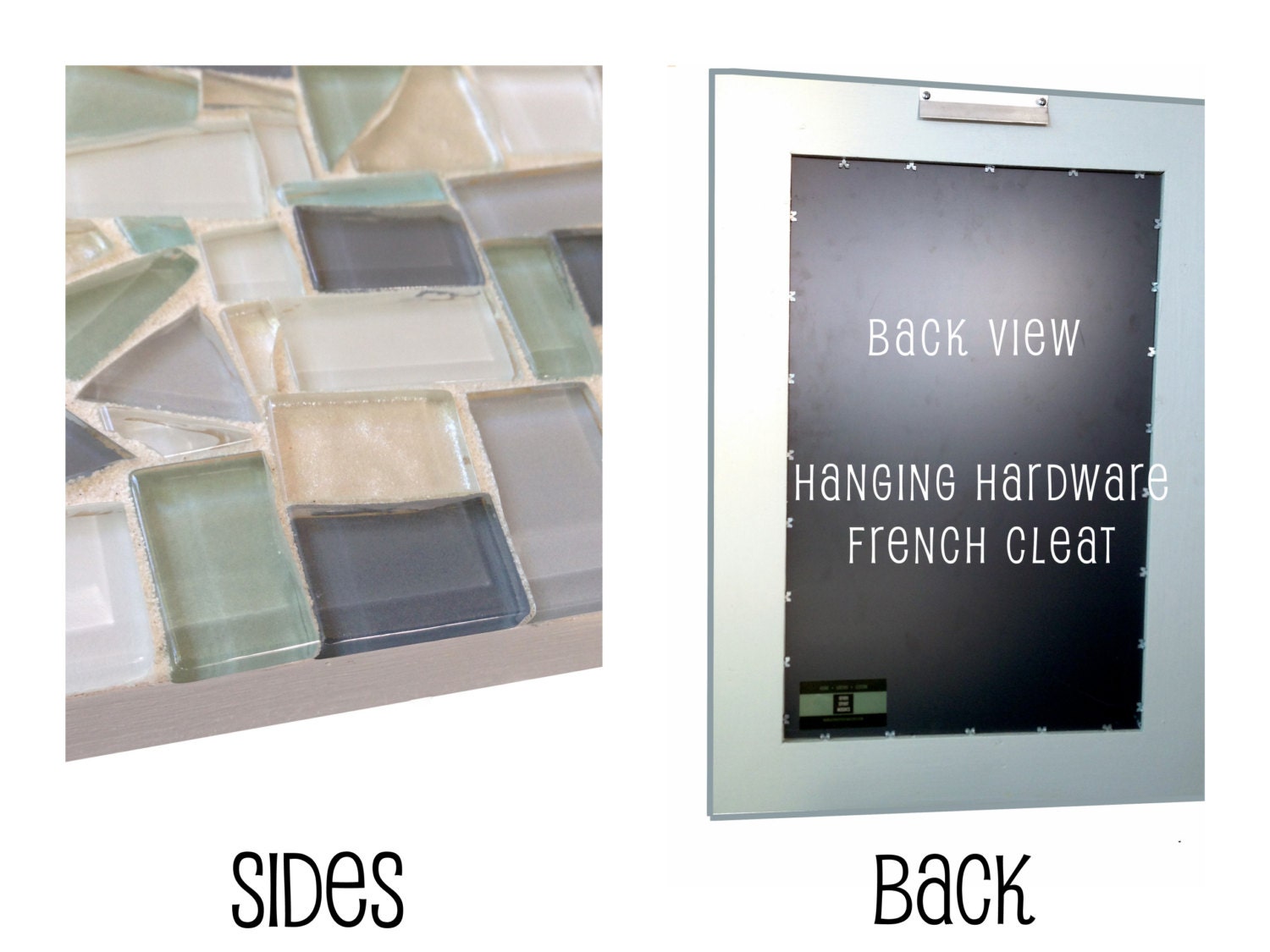 Mosaic Mirror // Neutral White Gray and Light Aqua // Beach - Etsy